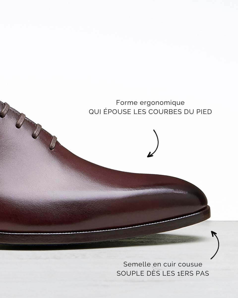 Richelieu Homme One Cut Cuir Marron Foncé | In Corio